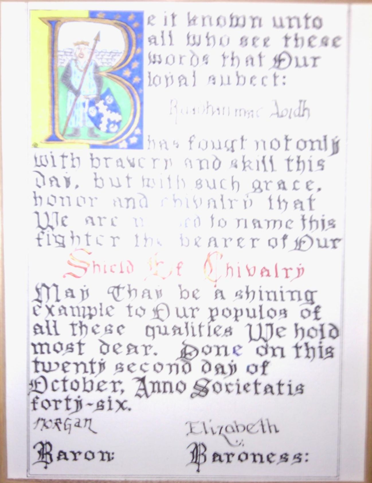 The First Scroll – Thegn, Master, Sir Seved Ribbing, SCA